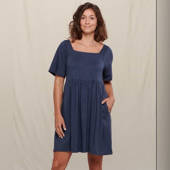 Toad&Co | Dresses | Nwt Toadco Size S Navy Blue Square Neck Flowy Sora ...